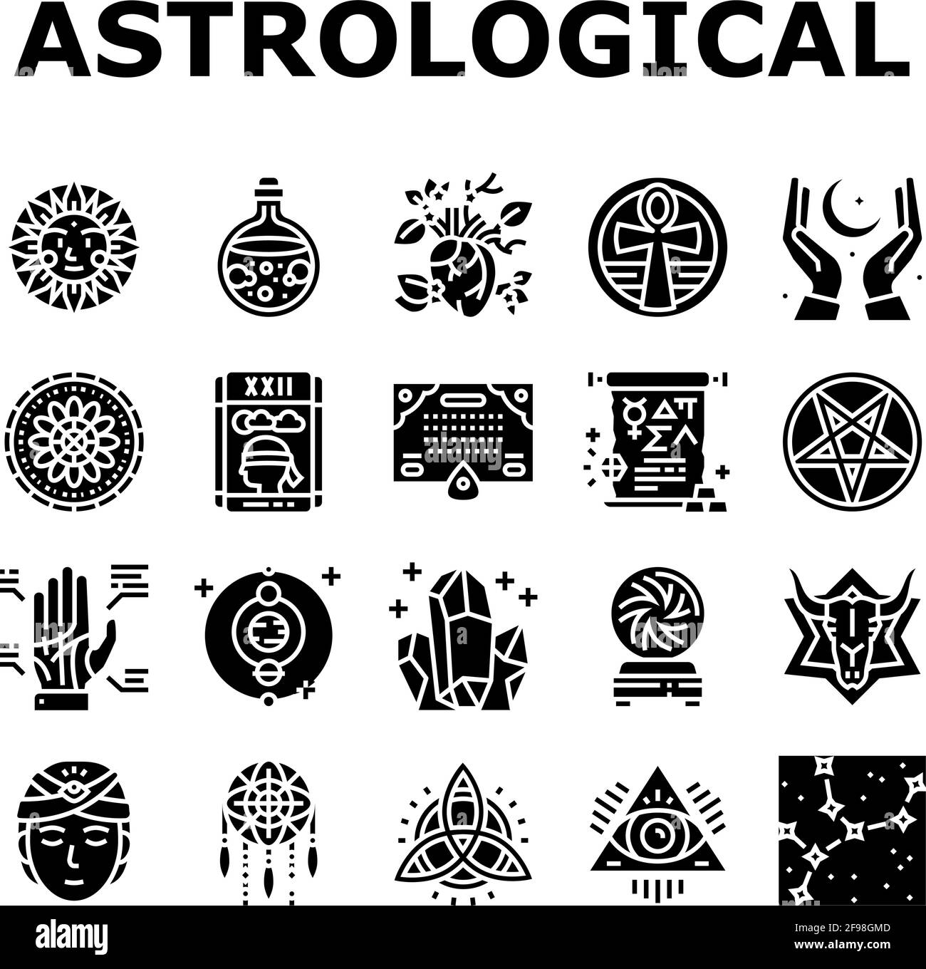 Astrological Objects Collection Icons Set Vector Stock Vector Image ...