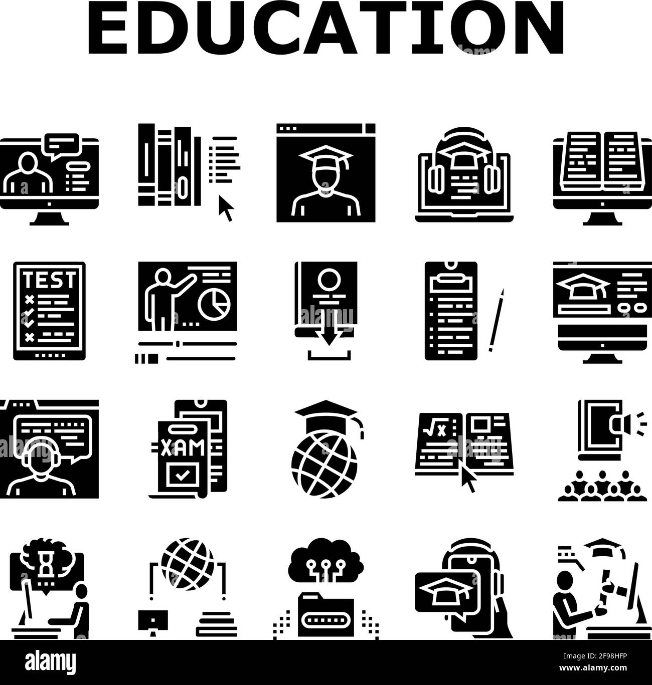 Online Education Book Collection Icons Set Vector Stock Vector Image ...