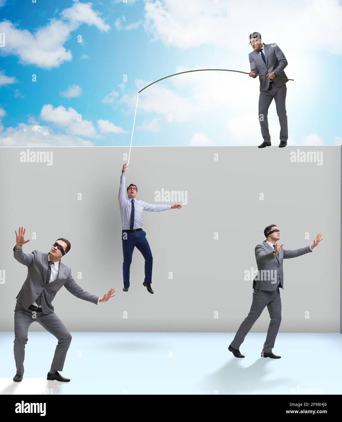 The businessman fishing his colleague in business concept Stock Photo ...