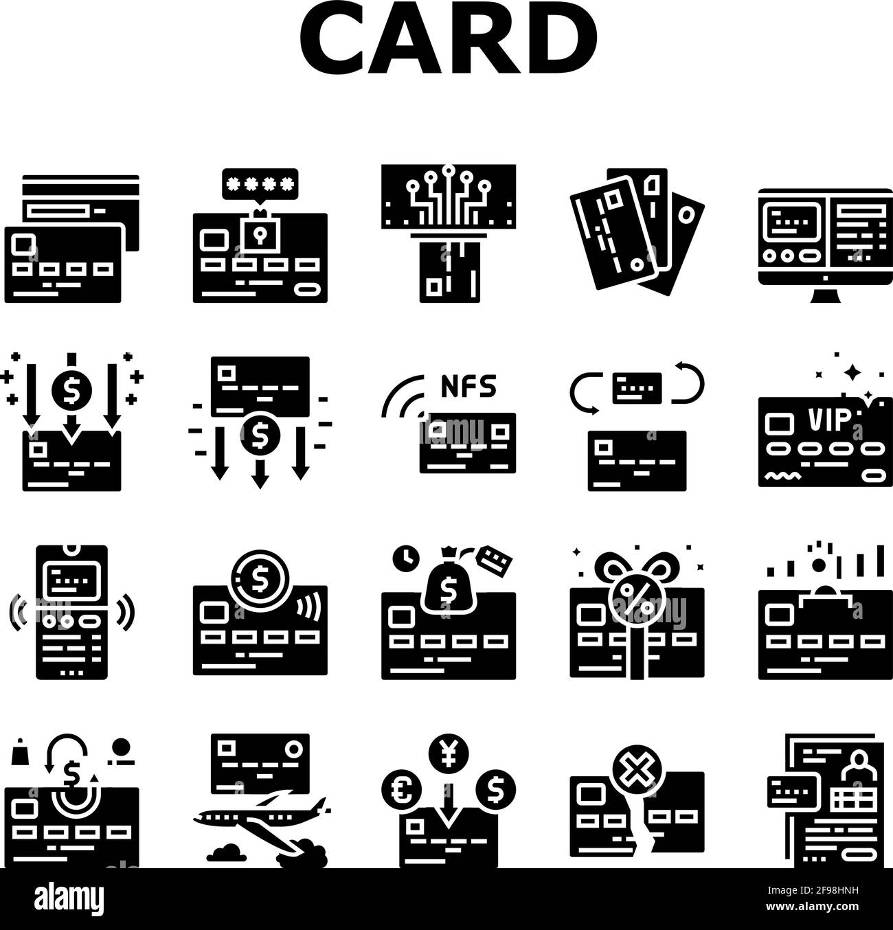 Plastic Card Payment Collection Icons Set Vector Stock Vector Image ...