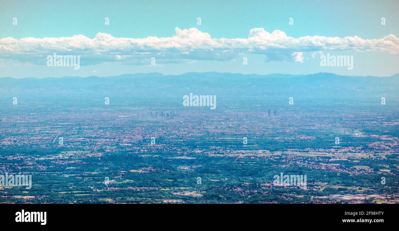 Aerial view of Milano from Monte Generoso in Switzerland Stock Photo ...