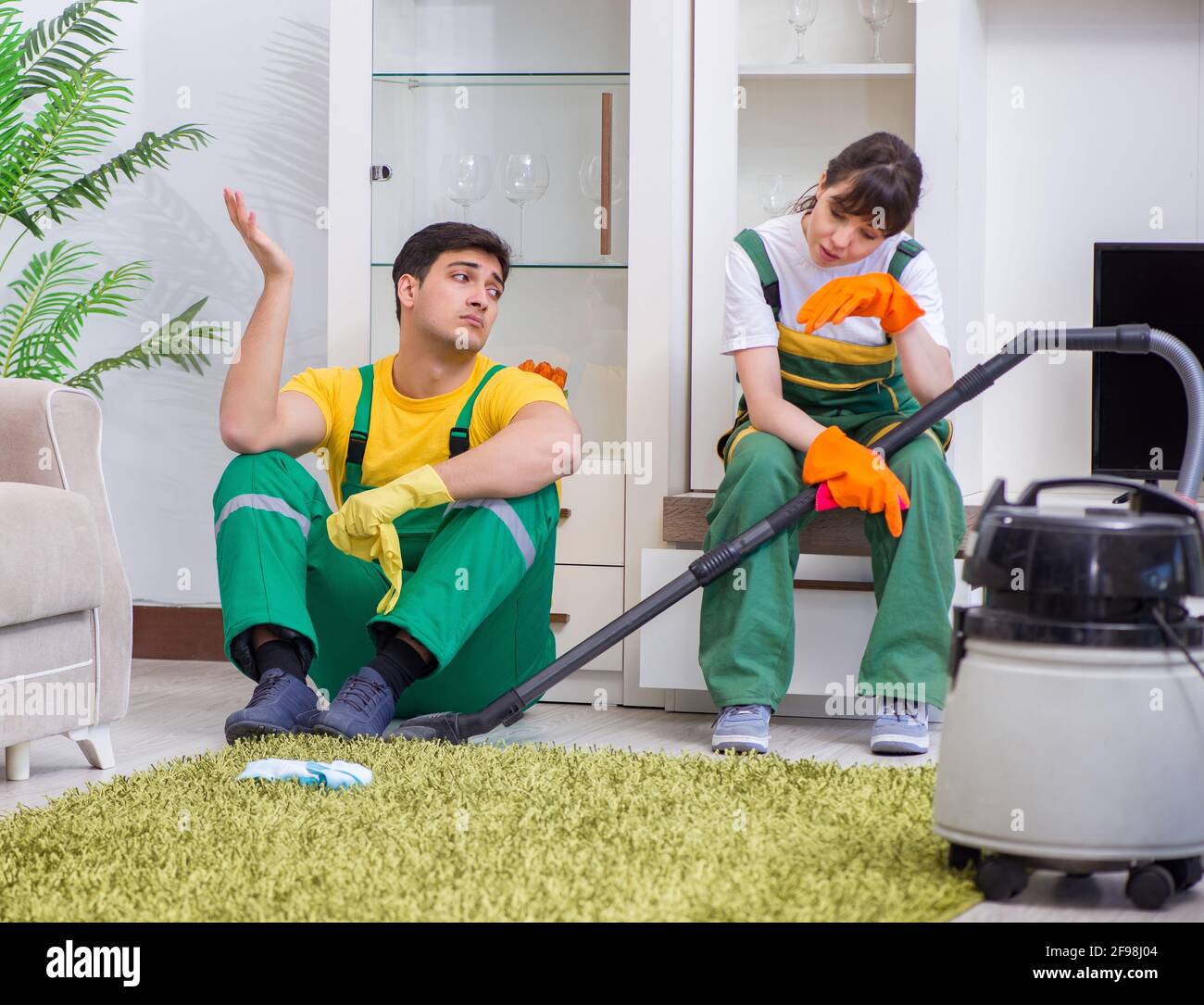 The cleaning professional contractors working at house Stock Photo - Alamy