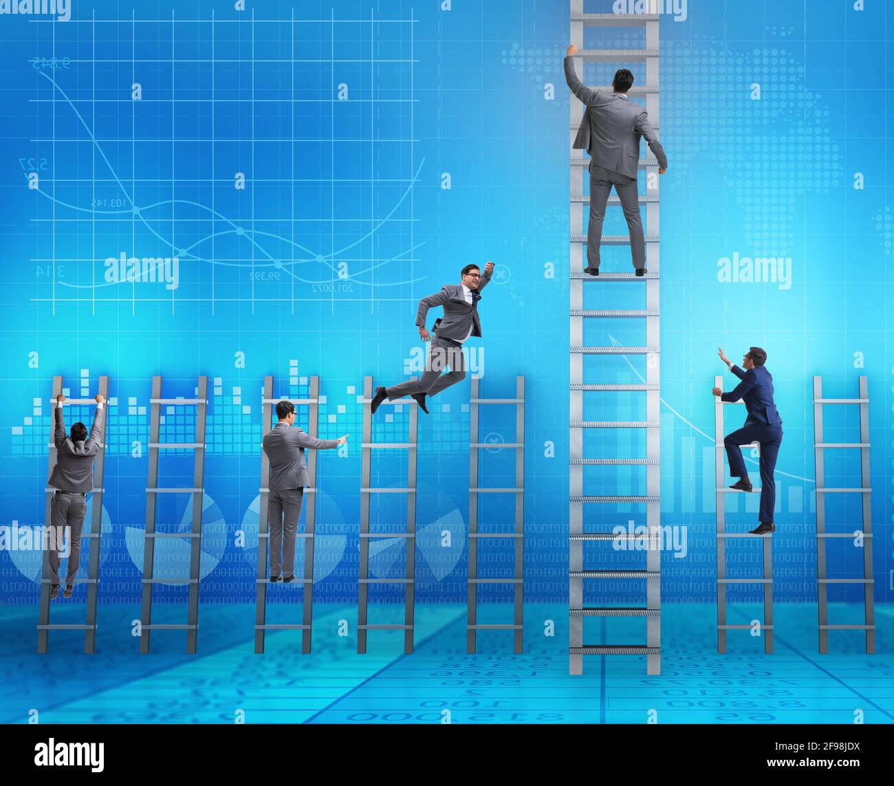 The competition concept with businessman beating competitors Stock ...