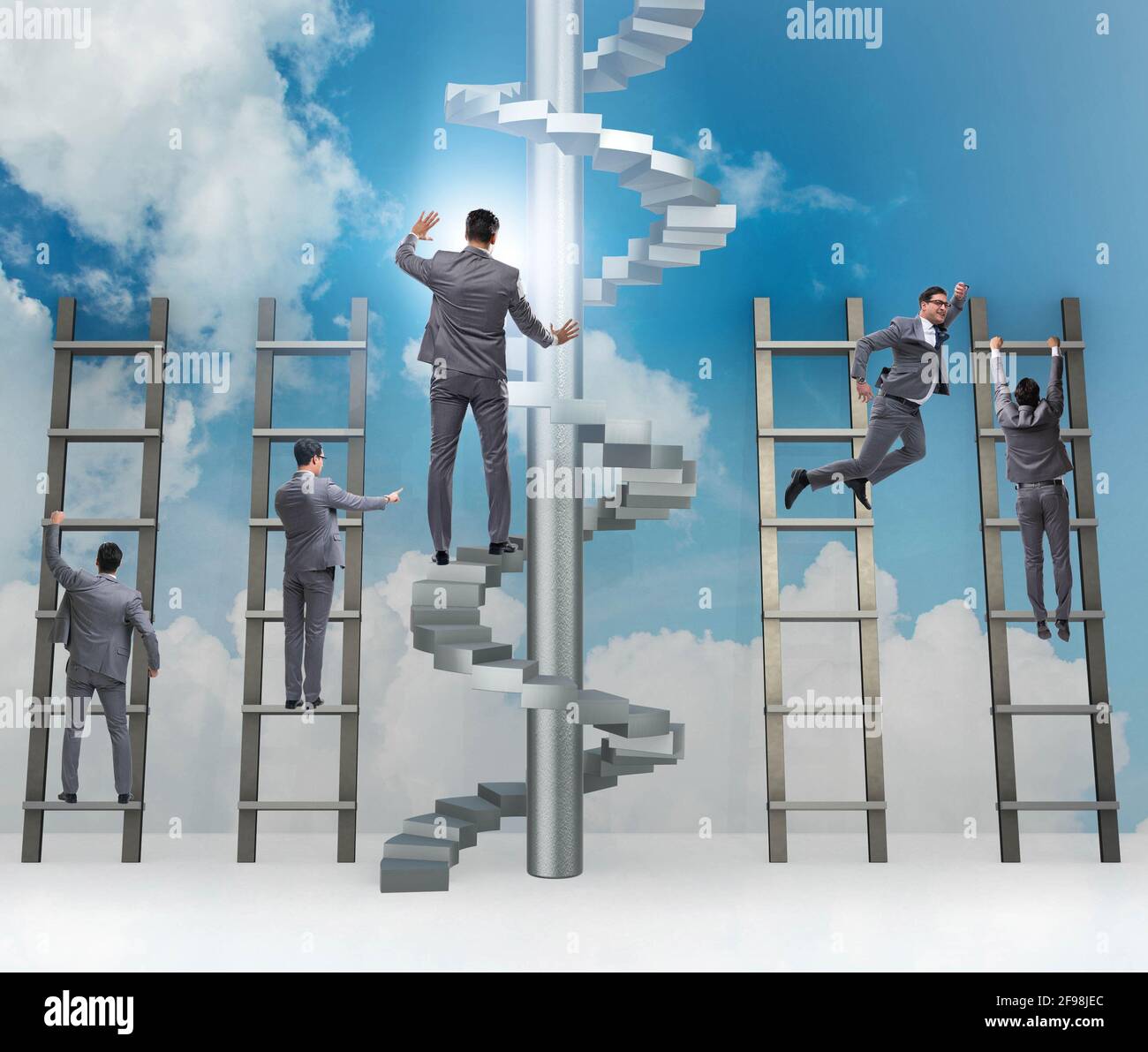 The competition concept with businessman beating competitors Stock ...