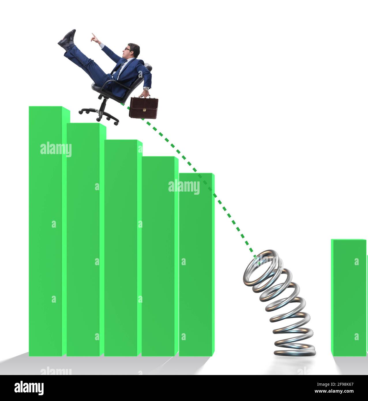 The business people jumping over bar charts Stock Photo - Alamy