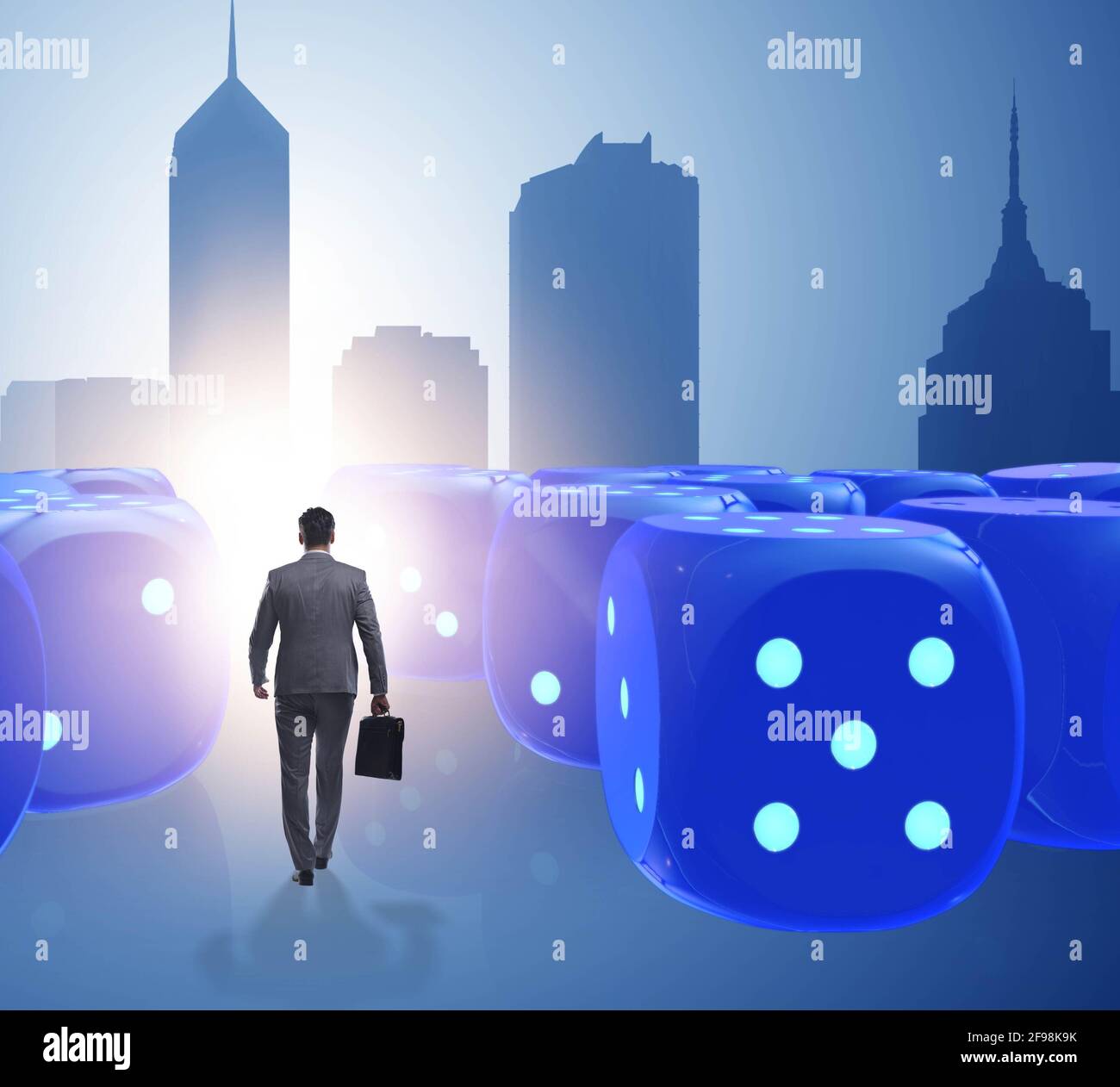 The businessman walking away from random chances of success Stock Photo - Alamy