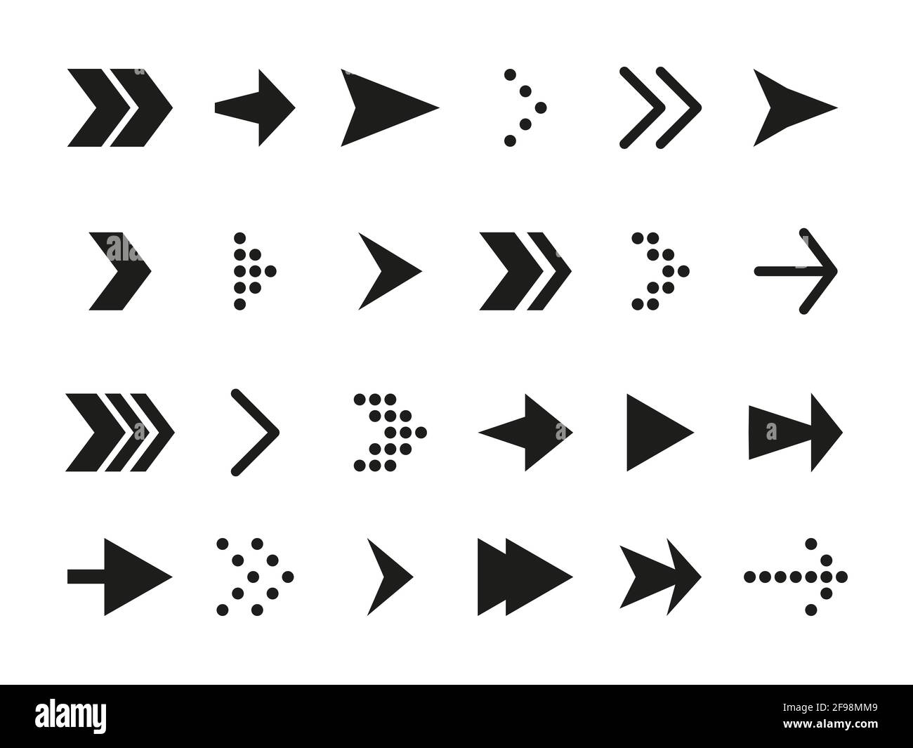 Black Arrow Icon Set Flat And Dotted Modern Pointer Cursor Line