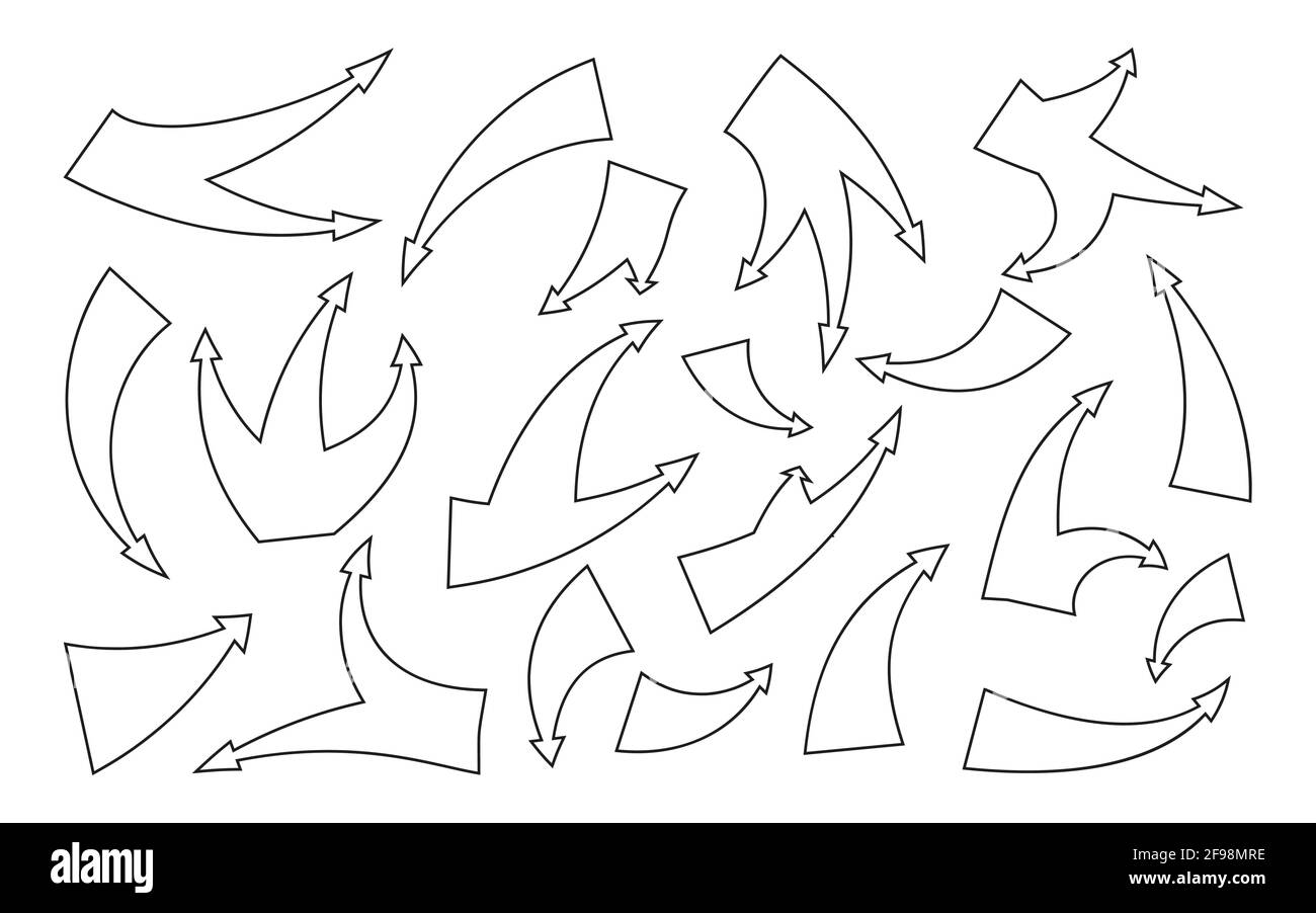 Black linear attack arrows icon set. Historical arrow in retro style ...