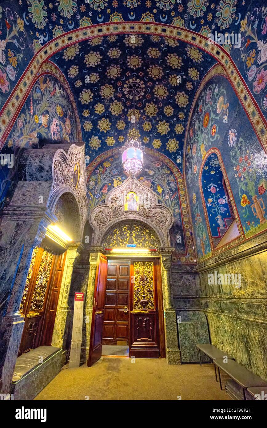 The interior is elaborately decorated with over 6000sqm of mosaics ...