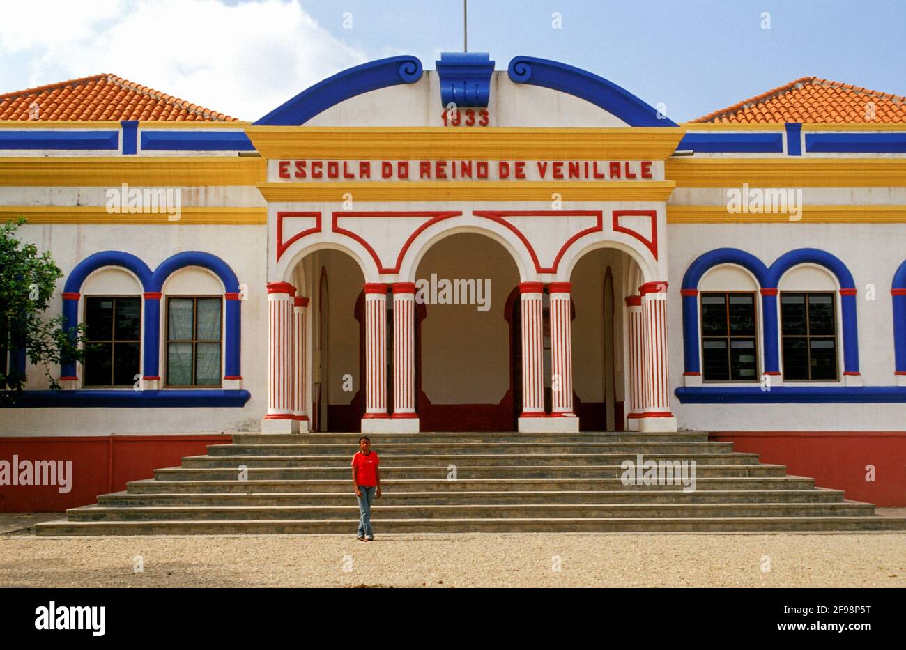 Colonial-era school at Venilale, East Timor (Timor Leste). Portuguese ...