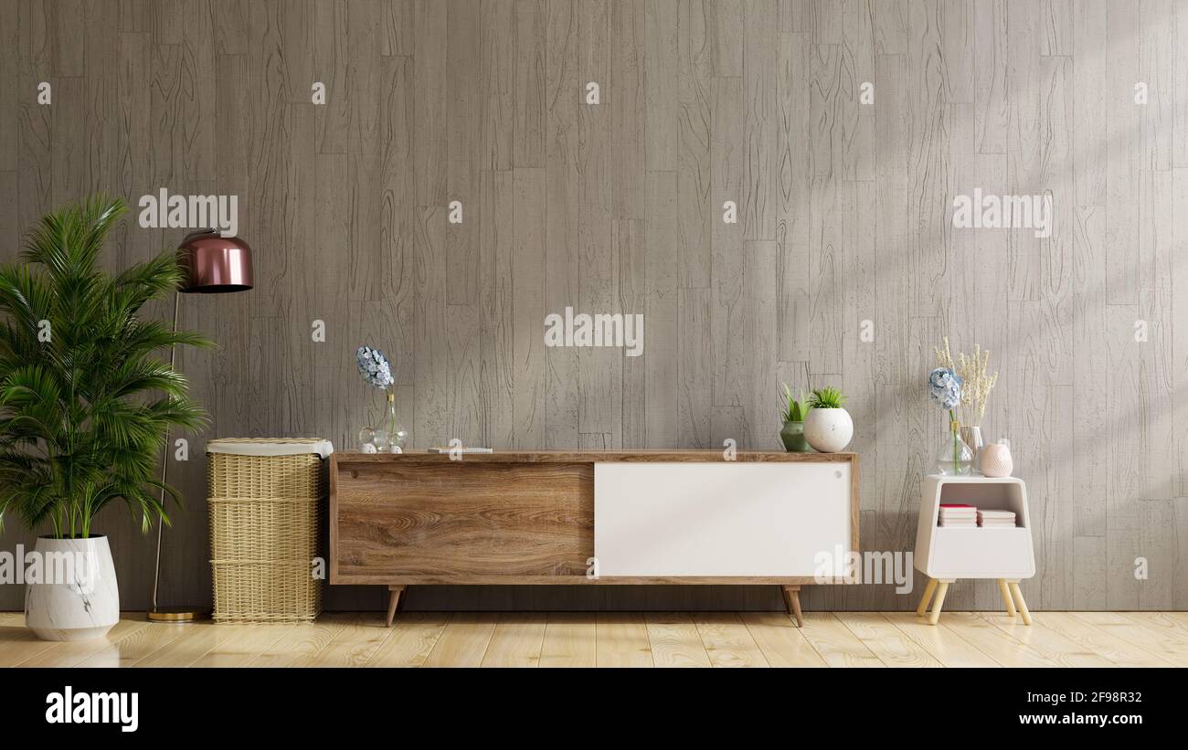 Tv shelf in modern empty room,minimal design, 3d rendering Stock Photo ...