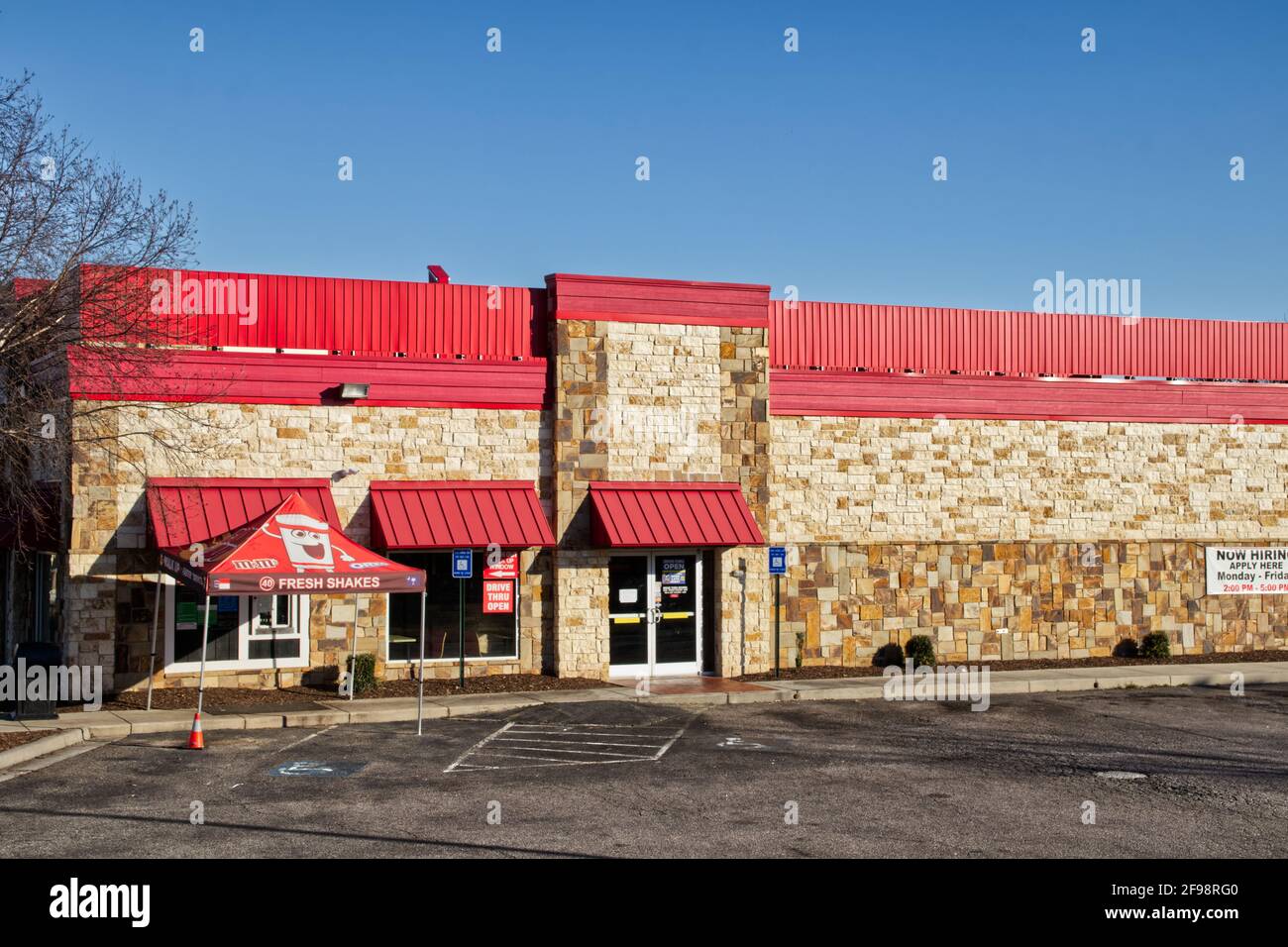 Columbia County, Ga USA - 02 24 21: Cook Out fast food restaurant tent ...
