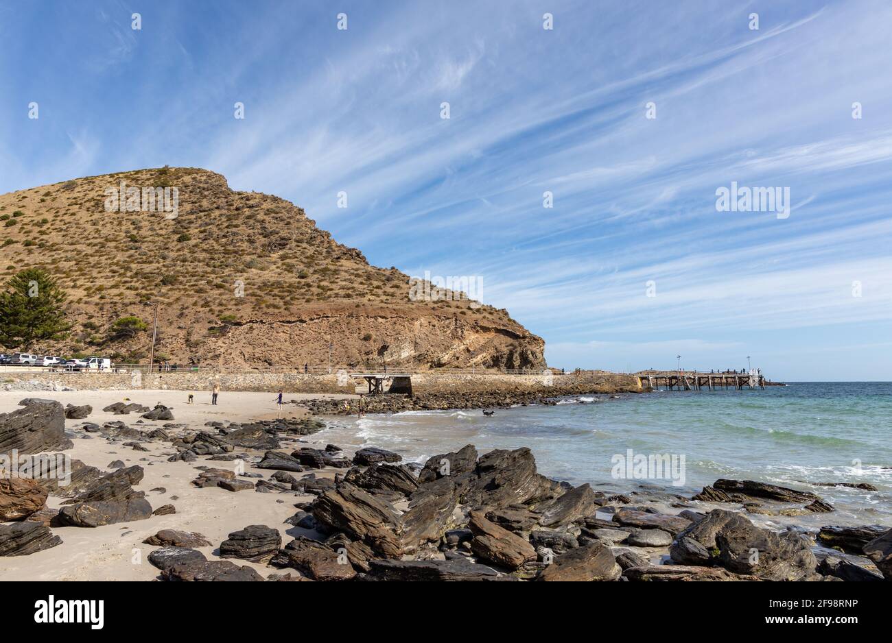 The beach and jetty located at second valley south australia on april ...