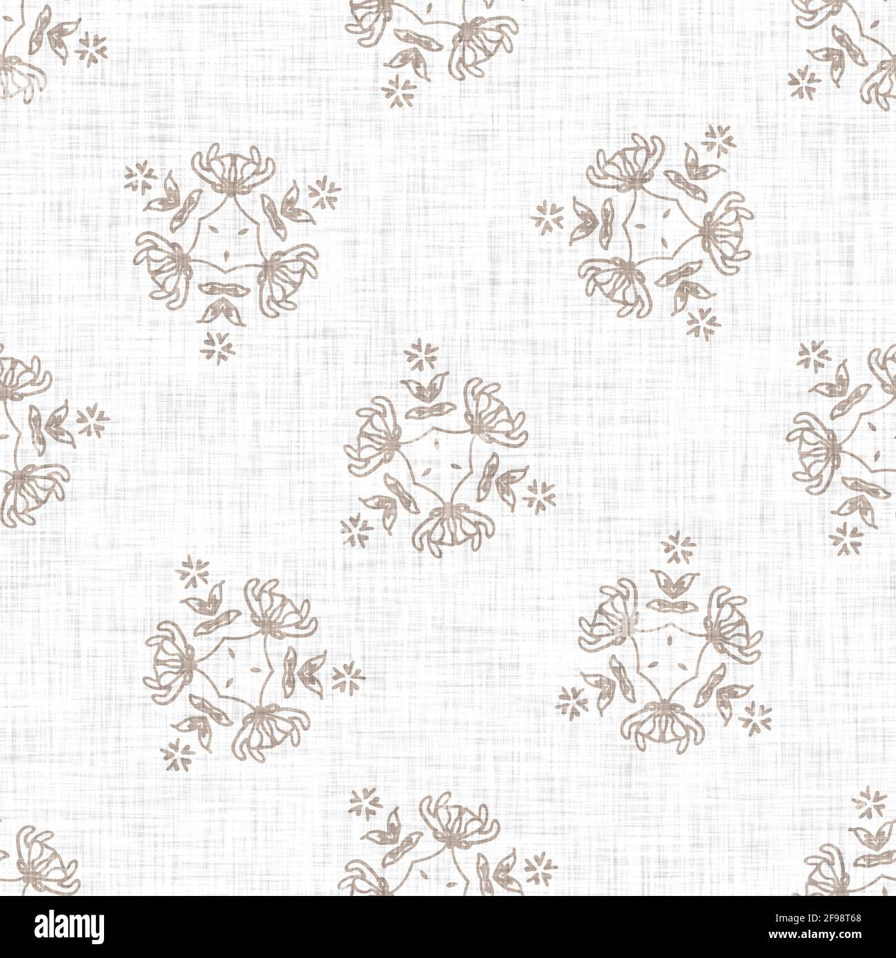 Seamless minimalist doodle flower pattern background. Calm two tone ...