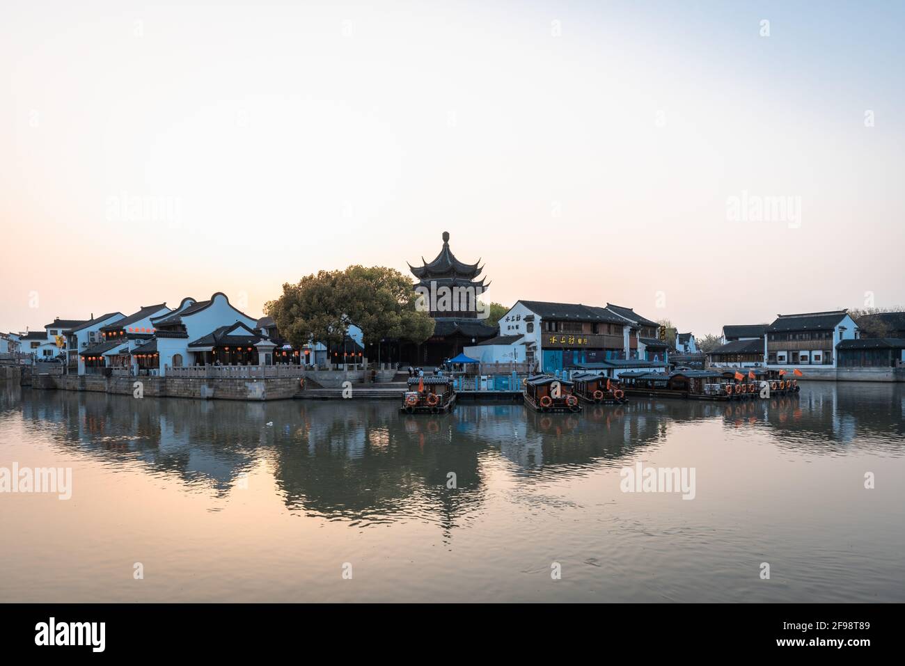 Sunset and night landscape of Shantang Street in Suzhou Stock Photo - Alamy