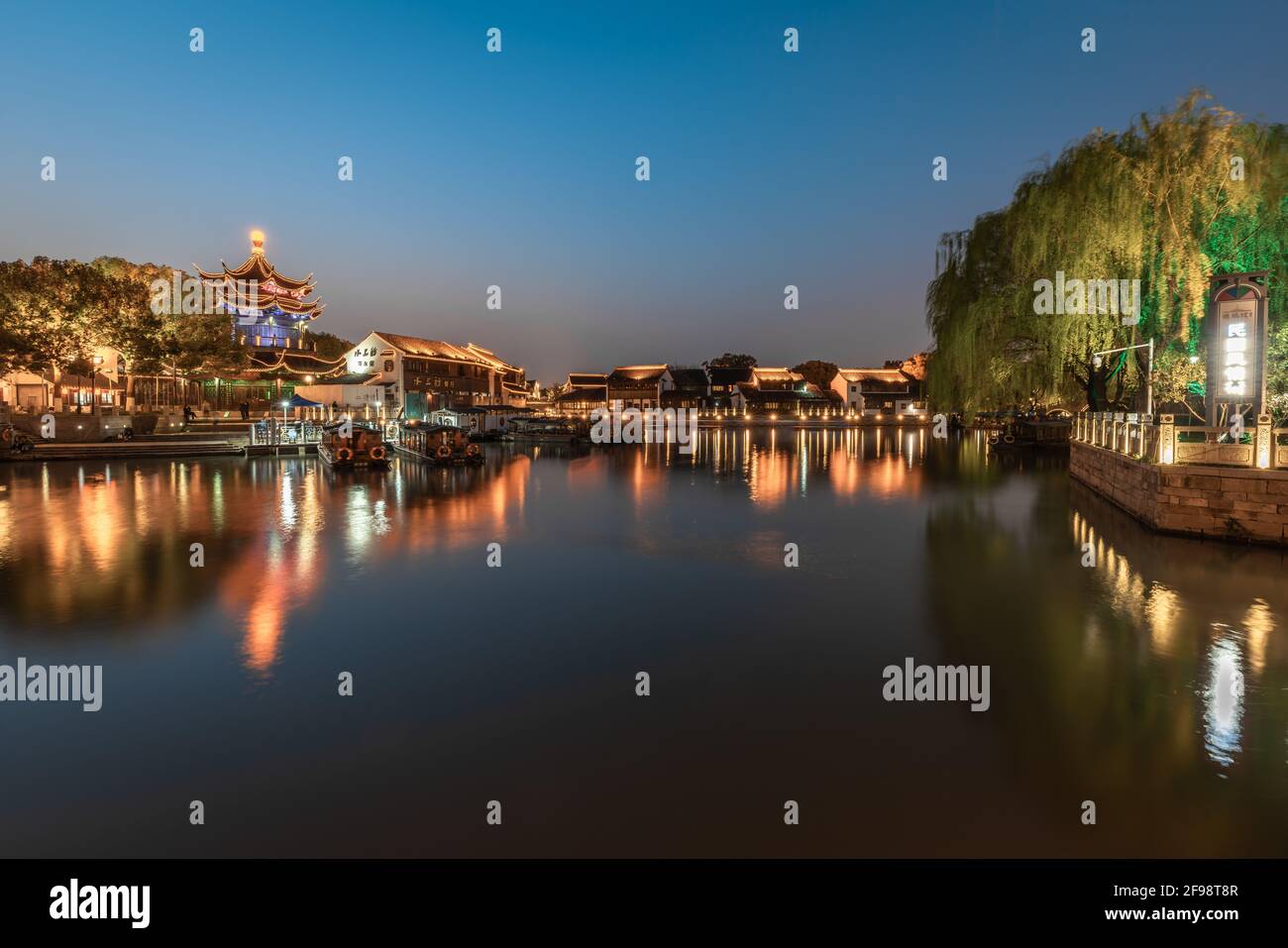 Sunset and night landscape of Shantang Street in Suzhou Stock Photo - Alamy