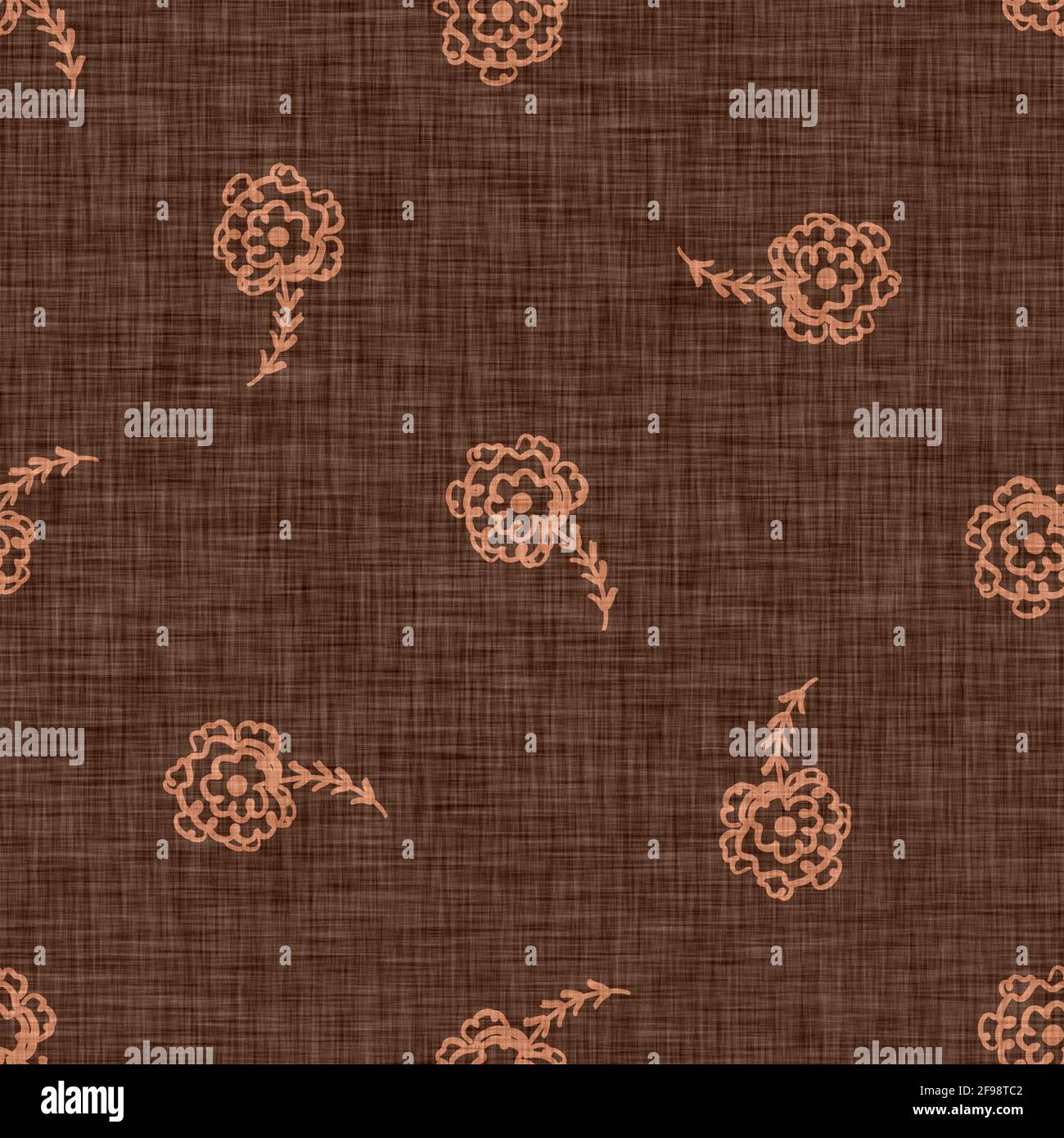 Seamless minimalist doodle flower pattern background. Calm two tone ...