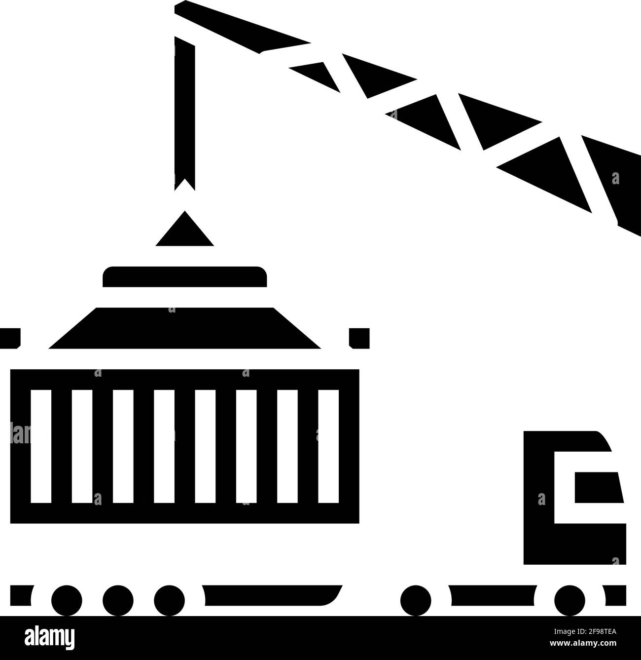 Crane loader port machine glyph hi-res stock photography and images - Alamy