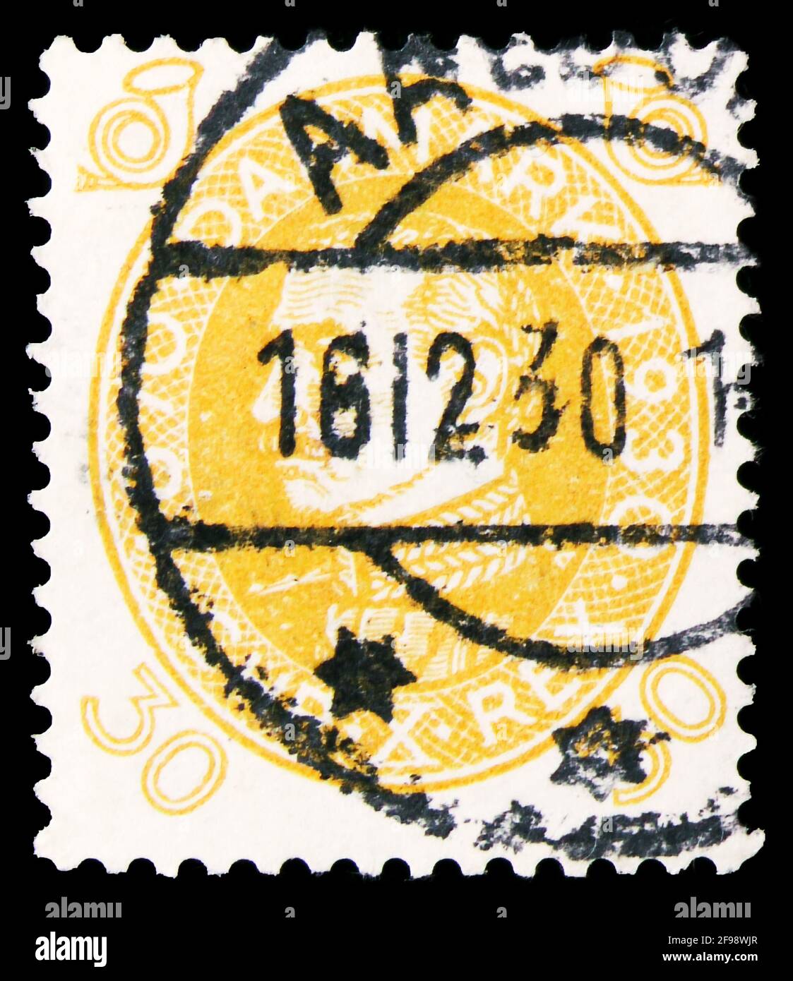 MOSCOW, RUSSIA - NOVEMBER 4, 2019: Postage stamp printed in Denmark ...