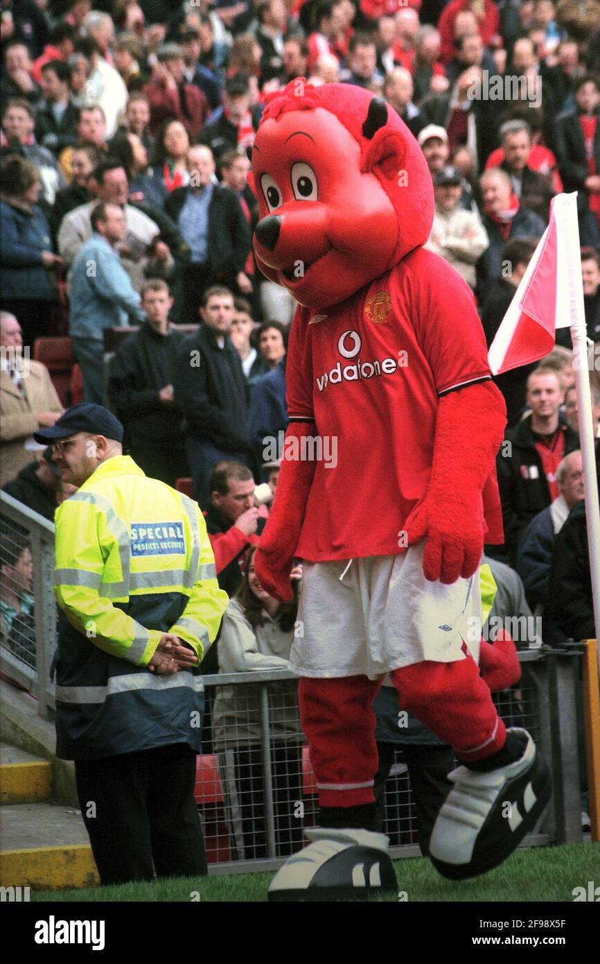 Manchester United mascot Fred the Red entertaining the crowds on half ...