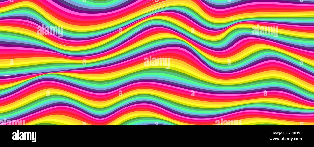 Flowing wavy lines. Stripe pattern in rainbow color. Vector ...
