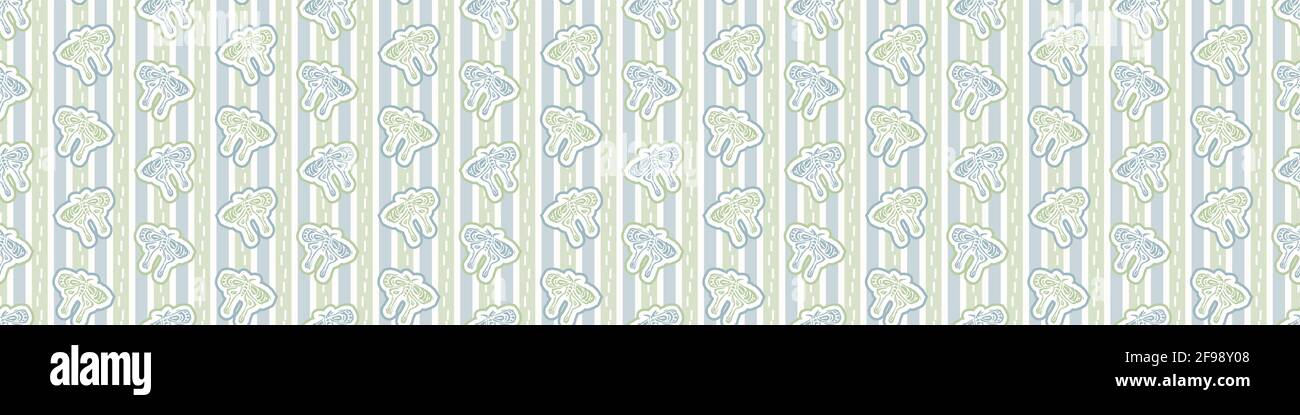 Seamless minimalist blockprint butterfly border pattern. Calm tonal ...