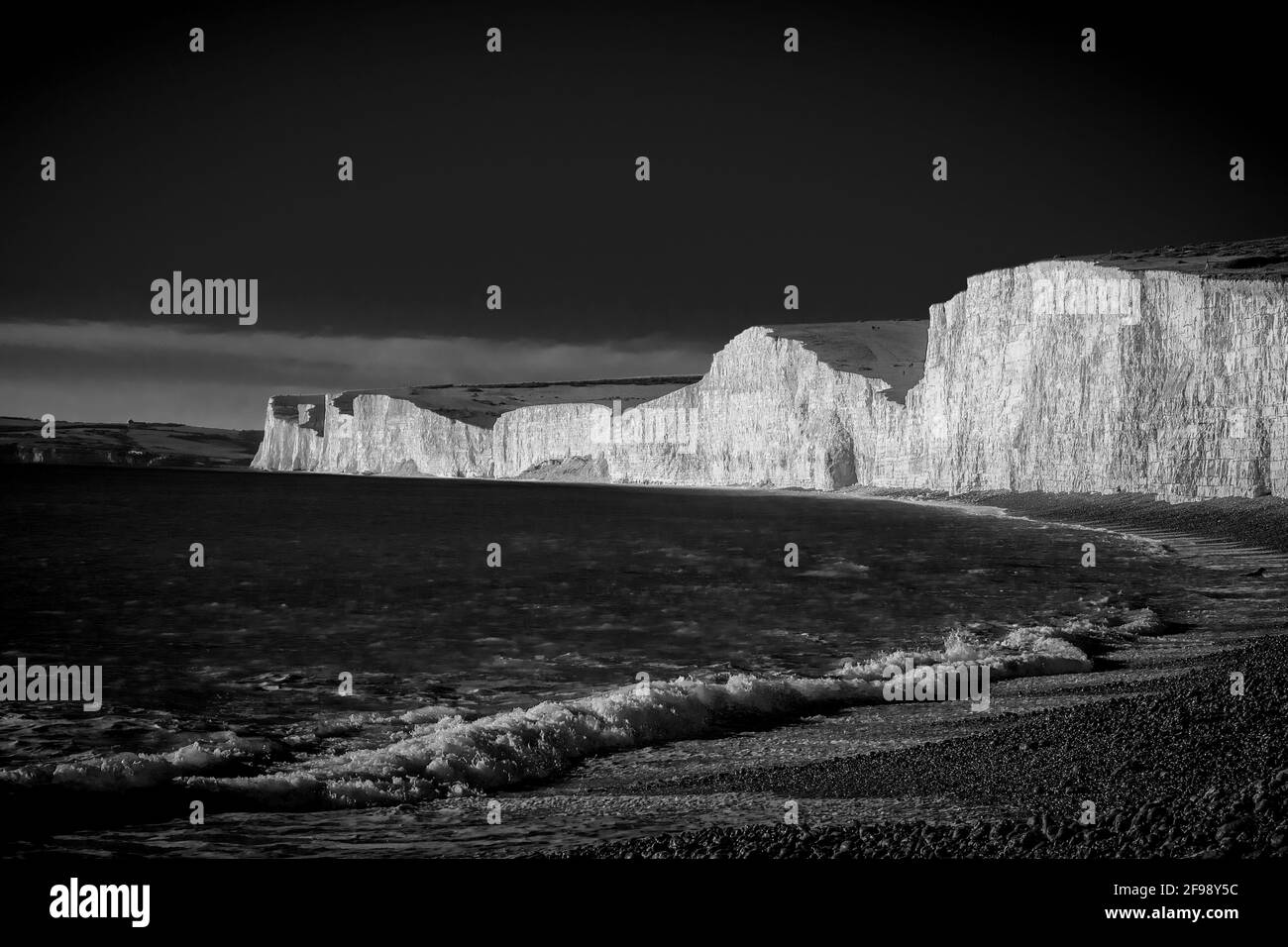 Famous Seven Sisters White Cliffs at the coast of Sussex England ...
