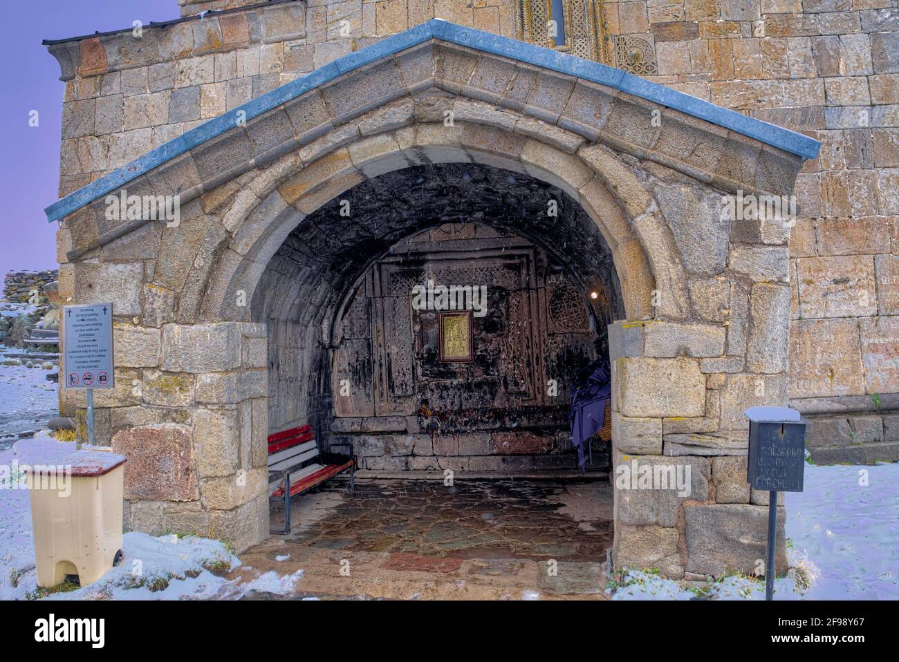 The architecture in the Gergeti Trinity Church is a traditional one for ...
