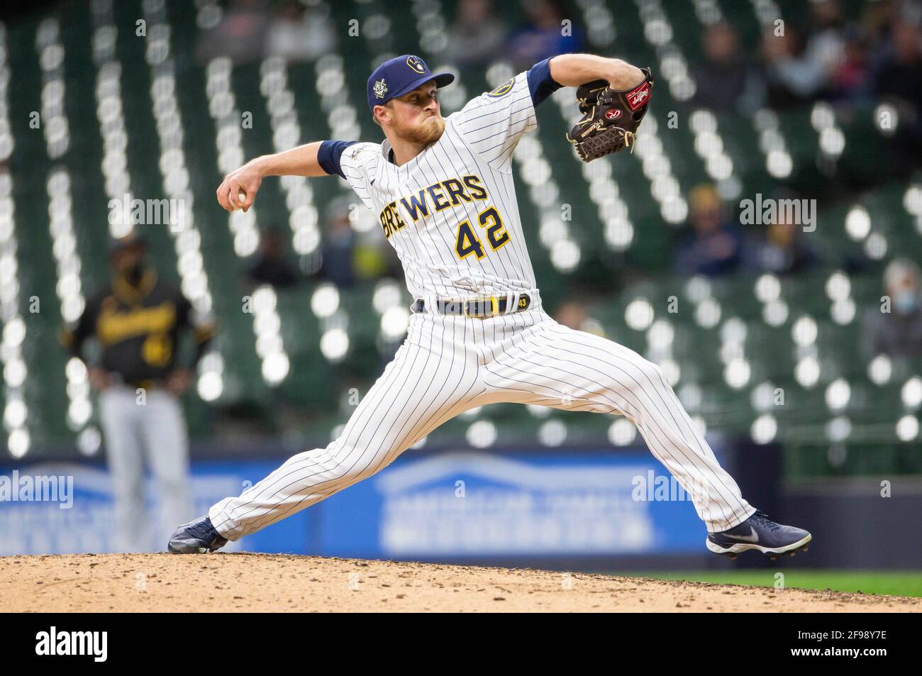 April 16, 2021: Milwaukee Brewers relief pitcher Drew Rasmussen #42 ...