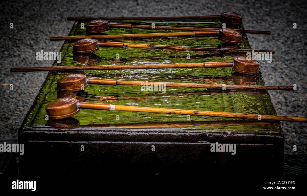 Ritual purification fountain at an Japanese Temple - TOKYO / JAPAN ...