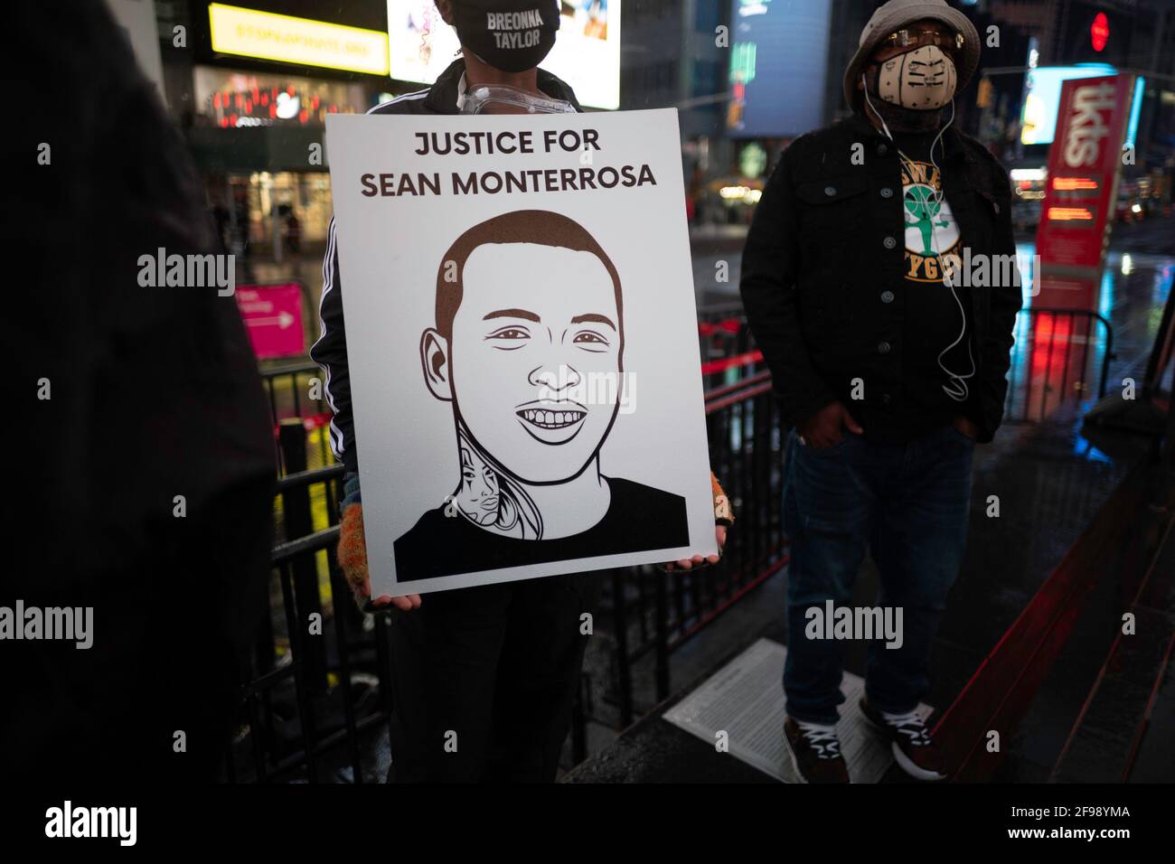 New York, New York, USA. 16th Apr, 2021. Demonstrators appear at Times ...