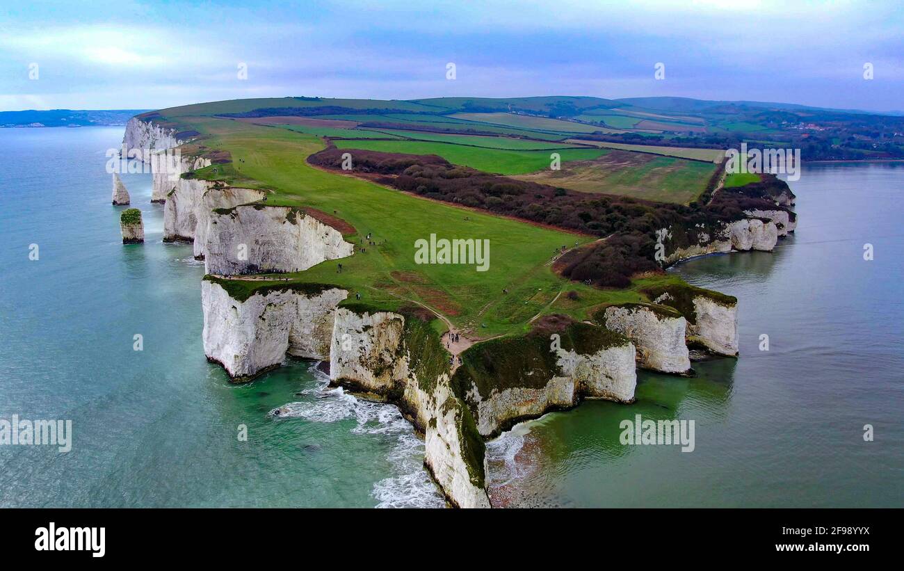 Old harry rocks in england aerial view hi-res stock photography and ...