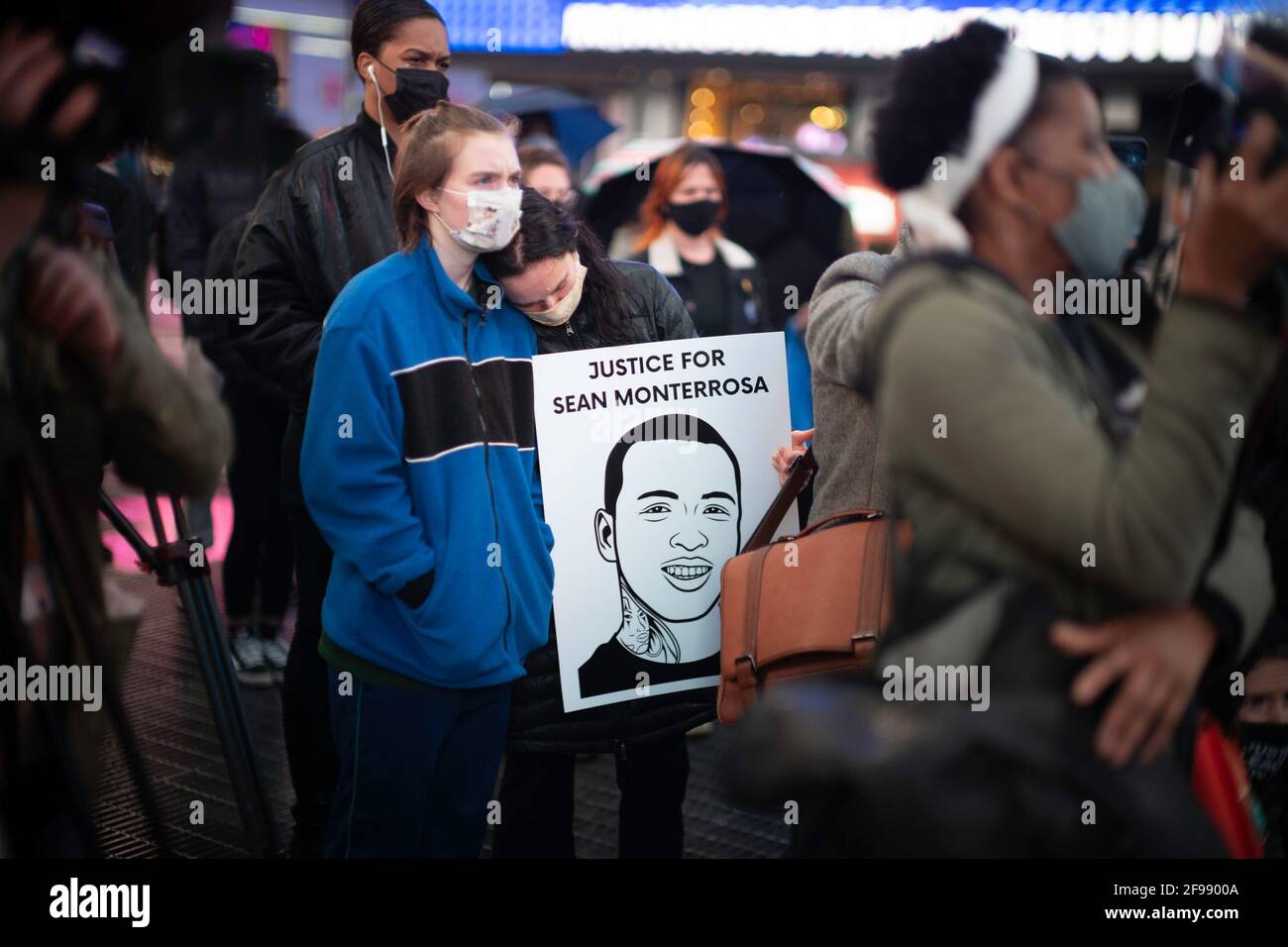 New York, New York, USA. 16th Apr, 2021. Demonstrators appear at Times ...