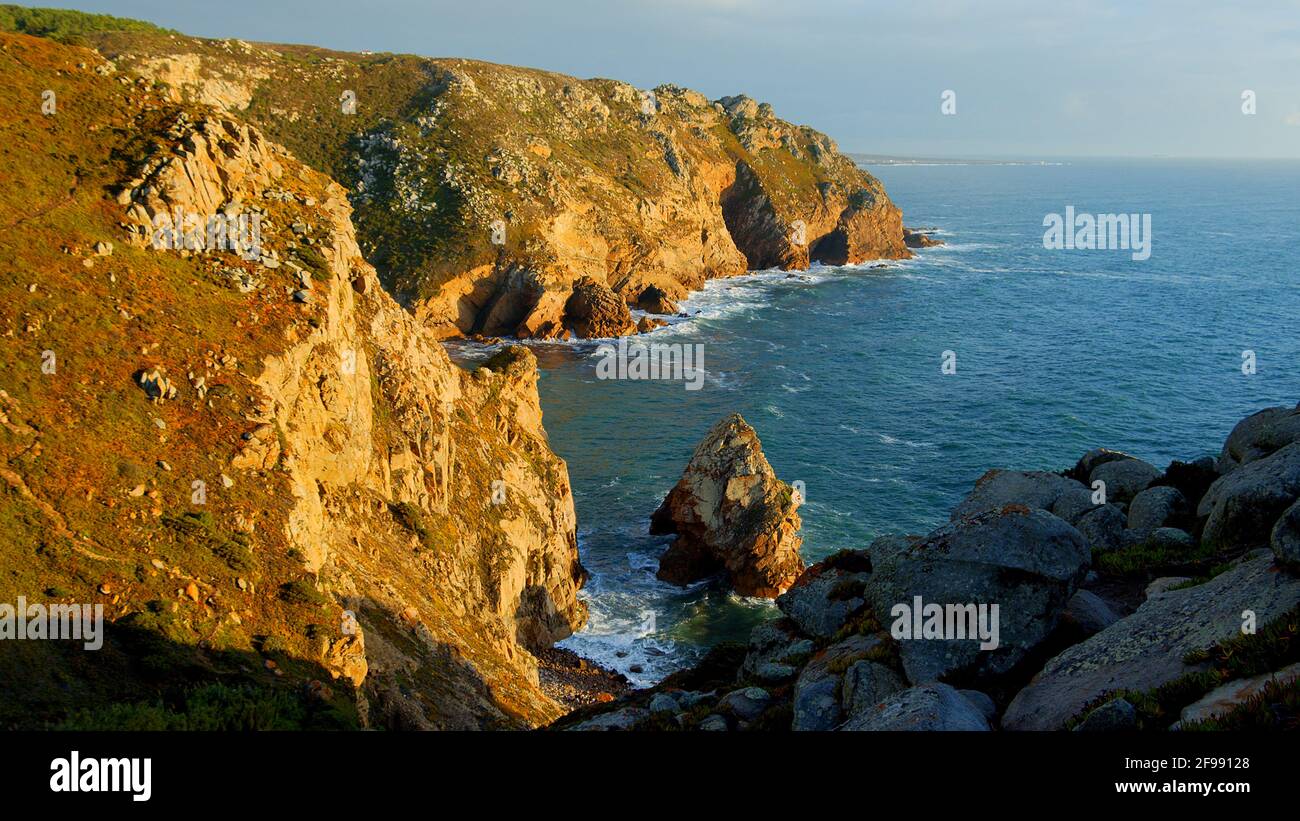 Cape Roca - the famous Cabo da Roca coast in Portugal at sunset ...