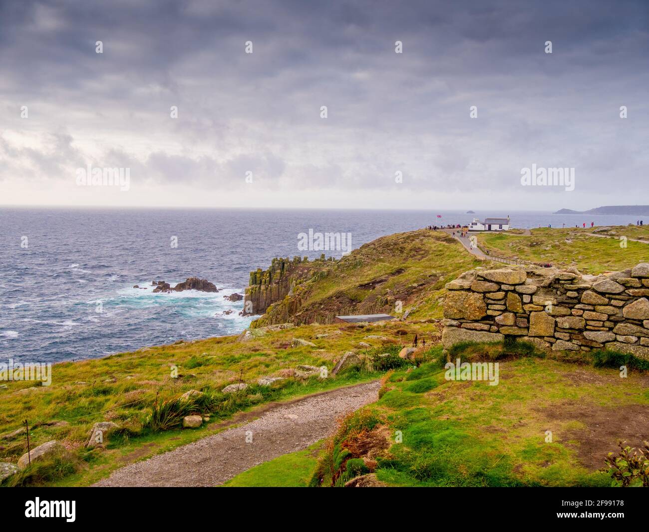 Famous Landmark in Cornwall - Lands End at the Celtic Sea Stock Photo ...