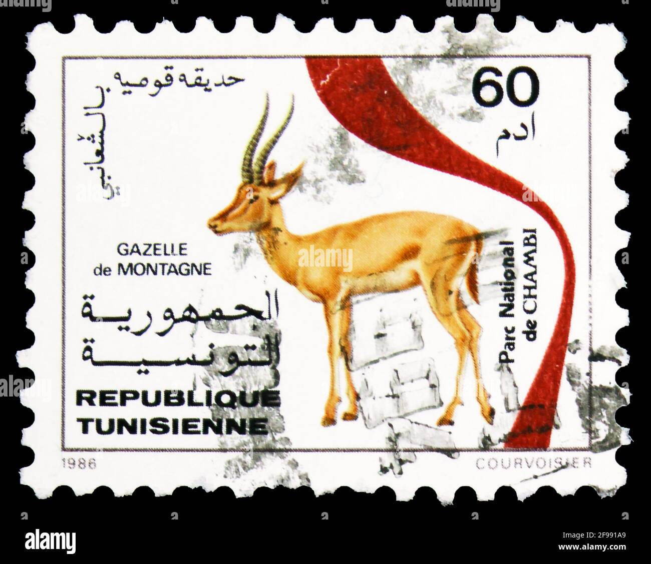 MOSCOW, RUSSIA - NOVEMBER 4, 2019: Postage stamp printed in Tunisia ...