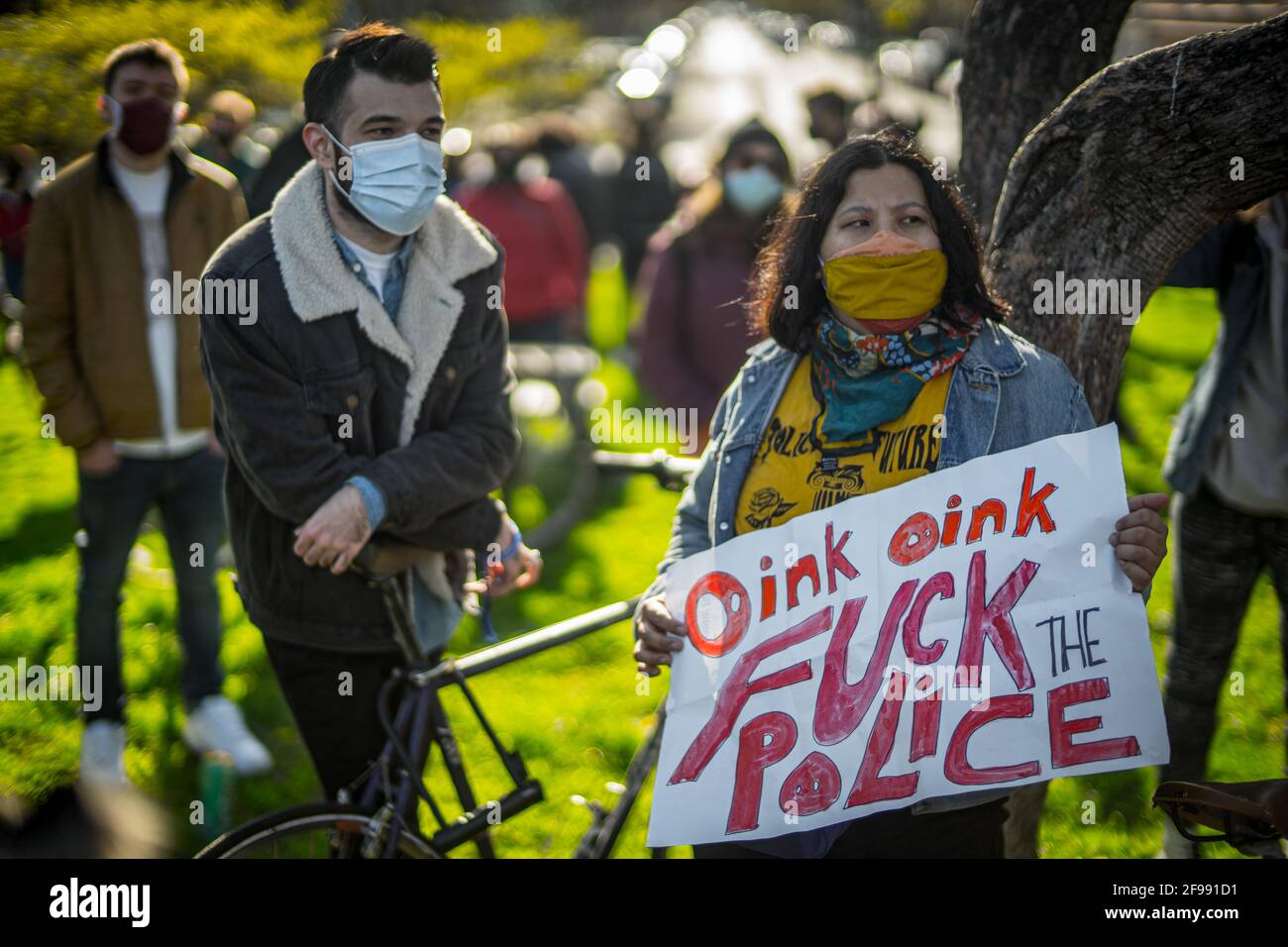 Chicago, Illinois, USA. 16th Apr, 2021. Protesters gathered at Chicago ...