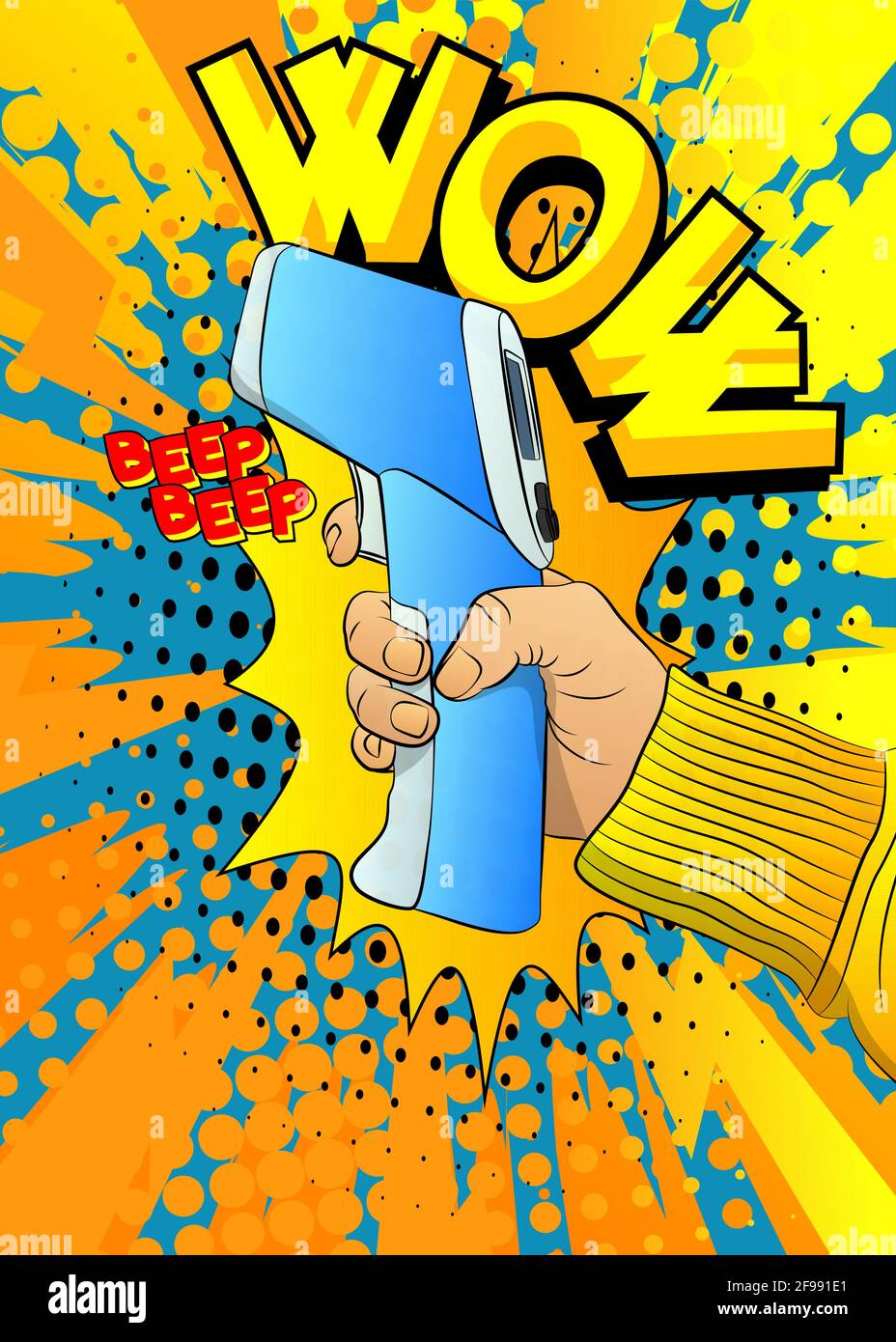 A handheld non-contact digital infrared thermometer gun. Vector ...