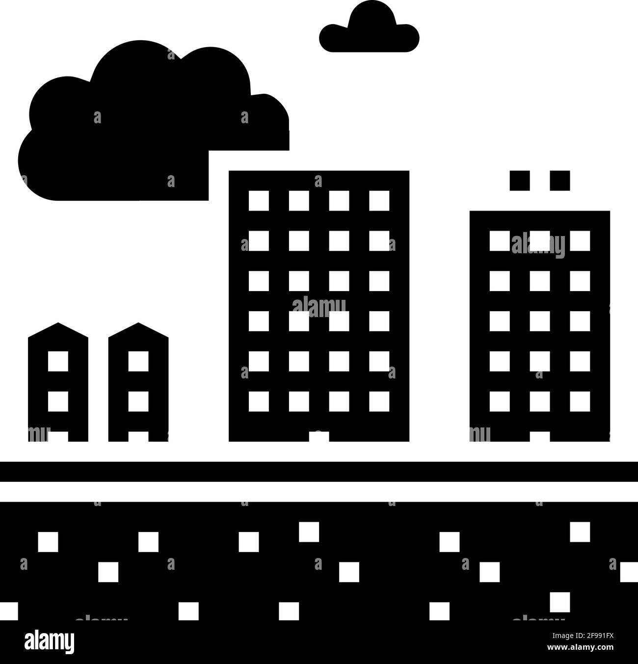 residential apartment zone land glyph icon vector illustration Stock ...