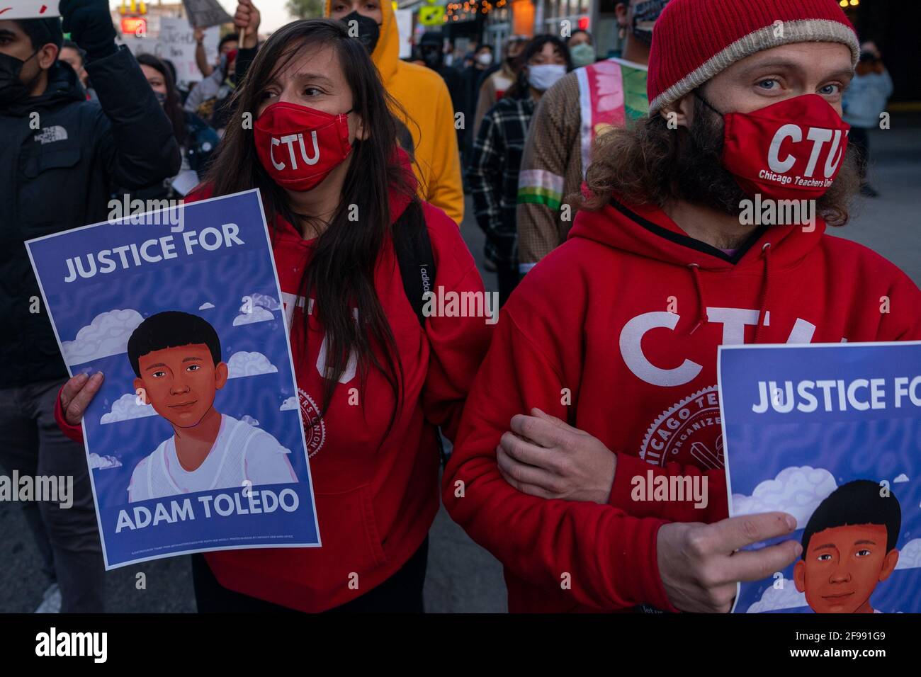 Chicago, Illinois, USA. 16th Apr, 2021. Protesters gathered at Chicago ...