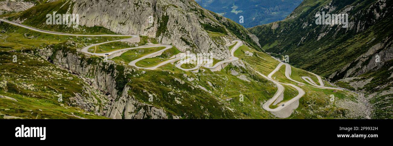 Gotthard pass street in switzerland from above travel photography hi ...