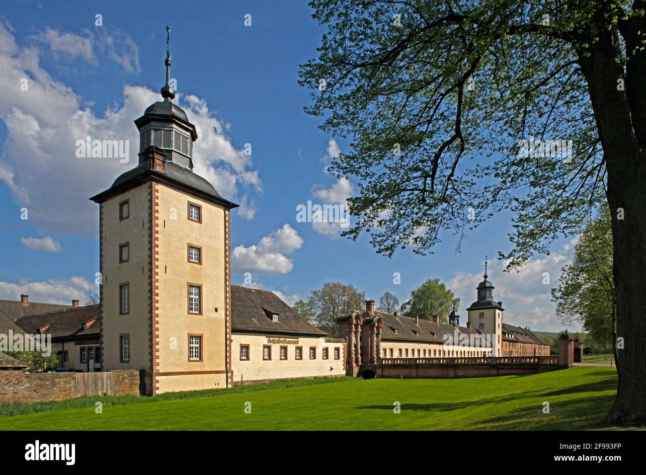 Corvey Castle, outer bailey with gate and coach house, former ...