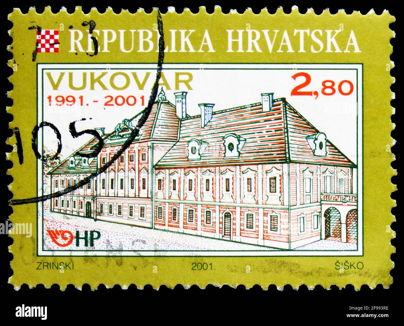 MOSCOW, RUSSIA - NOVEMBER 4, 2019: Postage stamp printed in Croatia ...