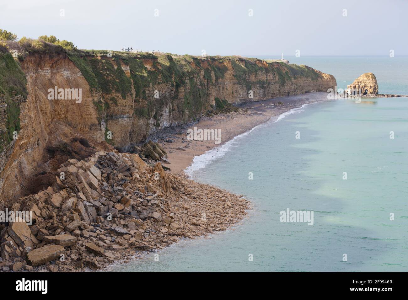 Slope slide on the pointe du hoc normandy cliffs hi-res stock ...