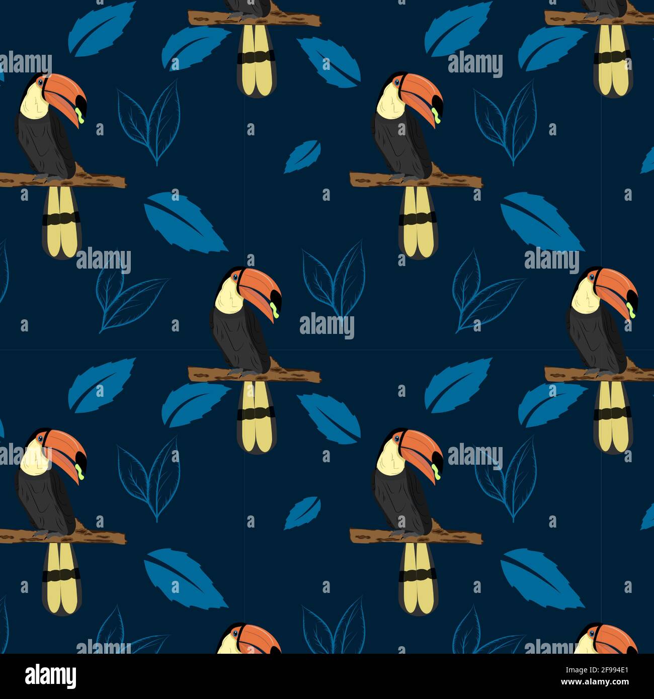 Seamless image Bird Hornbill standing On branch for backdrop wallpaper ...