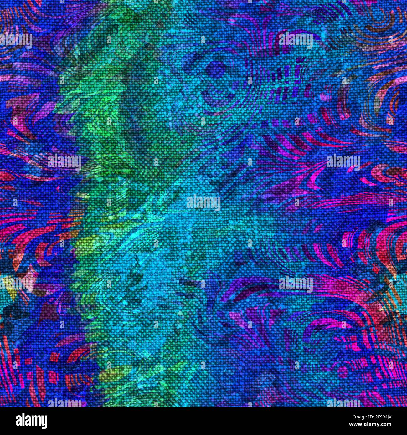 Rainbow boho tie dye mottled linen texture background. Seamless ...