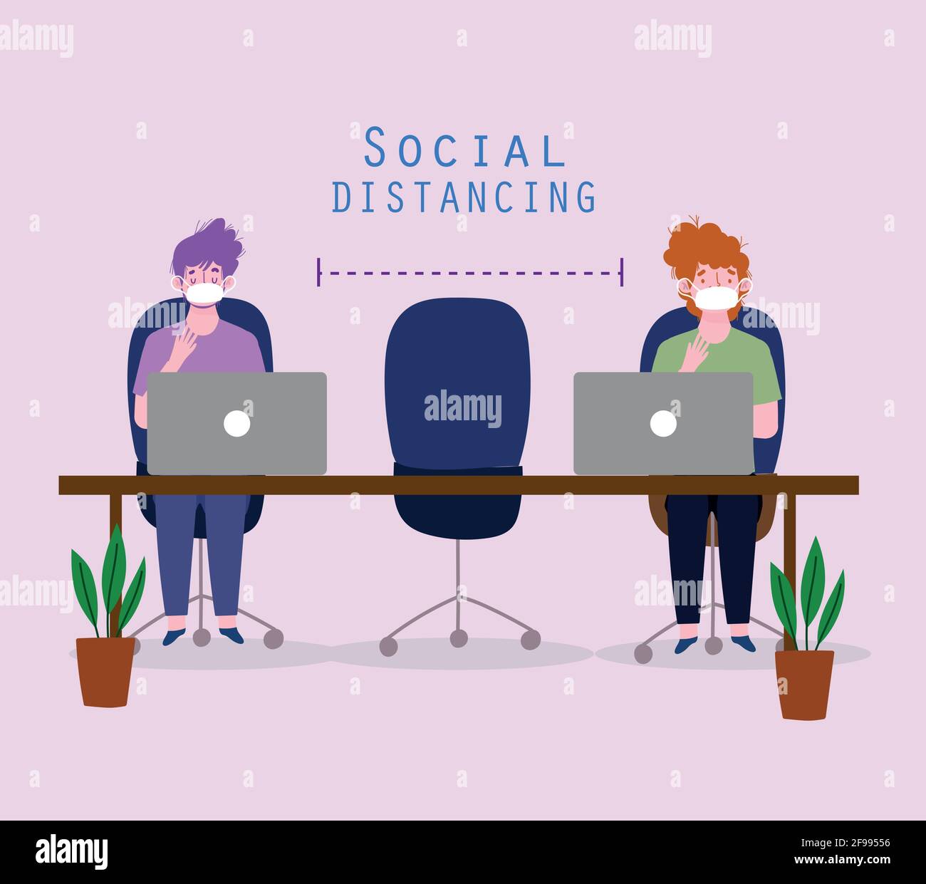 social distancing office employee working Stock Vector Image & Art - Alamy