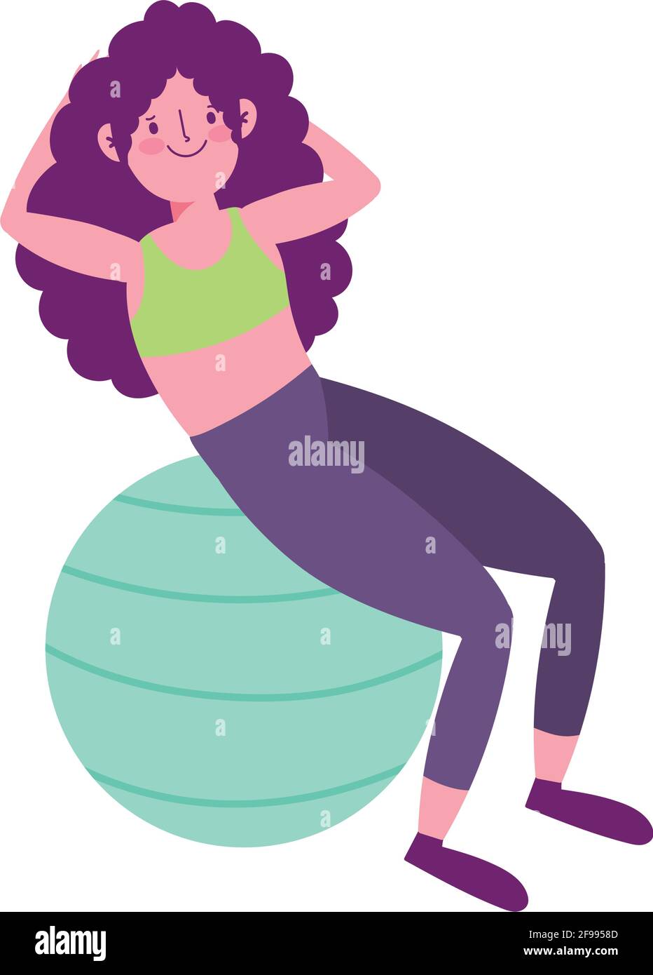 girl exercises with ball isolated Stock Vector Image & Art - Alamy