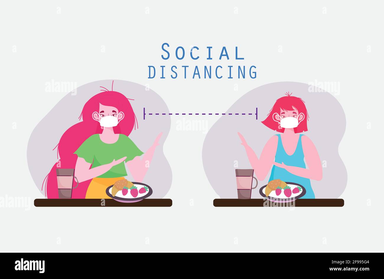 people eating social distance prevention Stock Vector Image & Art - Alamy