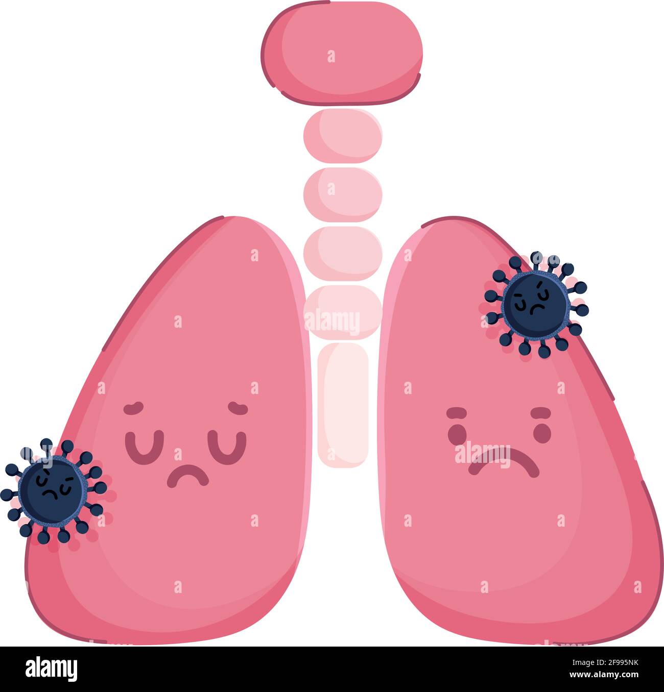 Sick Lungs Organs Cartoon Isolated Stock Vector Image And Art Alamy